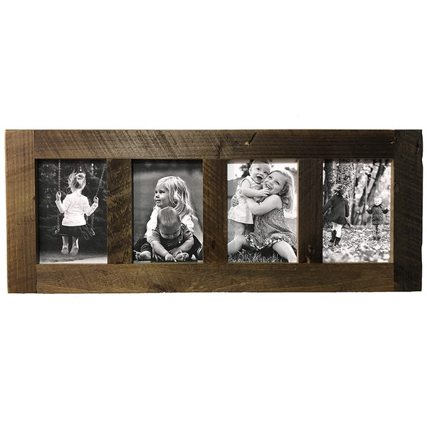 Reclaimed Wood 4 Pane Picture Frame 10x25 | Rustic Red Door