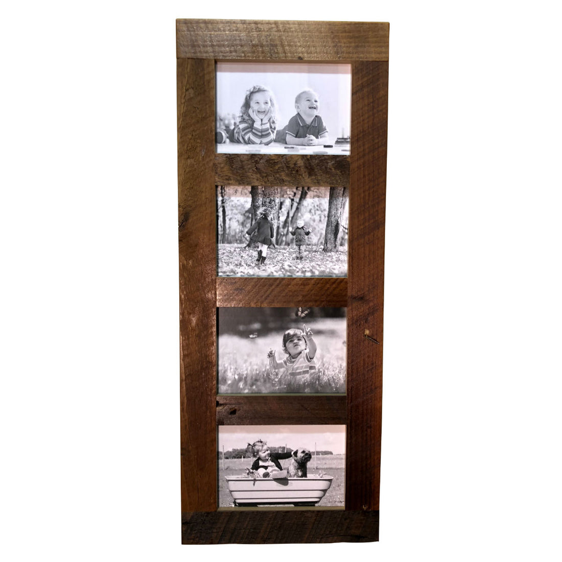 Reclaimed Wood 4 Pane Picture Frame 10x25 | Rustic Red Door
