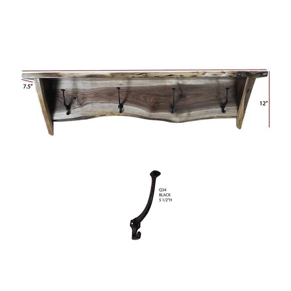 Rustic Coat Rack with Shelf | Live Edge | Rustic Red Door